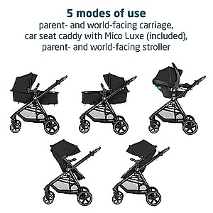 Maxi-Cosi Zelia™ Luxe 5-in-1 Modular - Baby Travel System Car Seat and Stroller, Infant Car Seat and Stroller Combo, Baby Car Seat and Stroller Combo in New Hope Black