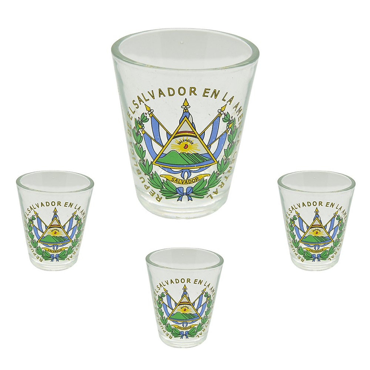 accmall Shot Glasses El Salvador 1 1/2 oz 4 piece