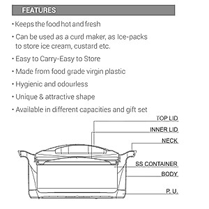 Milton New Marvel 2500 Inner Steel Casserole, 2360 ml | 80 oz | 1.4 qt. Thermal Serving Bowl, Keeps Food Hot & Cold, Insulated Hot Pot Food Warmer/Cooler, BPA Free, Easy To Carry | Brown