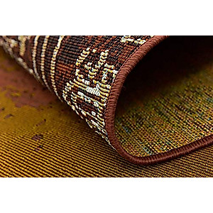 Unique Loom Outdoor Modern Collection Area Rug - Trio (5' 3" x 8' Rectangle, Rust Red/ Gold)