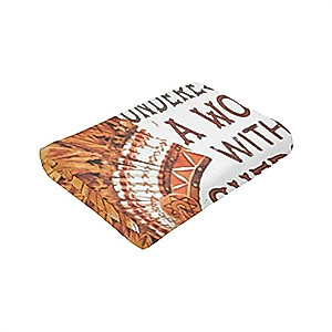 CURANI Never Underestimate A Woman with Cherokee Blood Native American Indian Flannel Blanket Lightweight Cozy Bed Blanket Soft Throw Blanket Fit Couch Sofa Car Beach Travel Picnic Camping 50"x40"