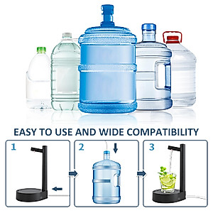 5 Gallon Water Dispenser, Desktop Water Dispenser Countertop Water Pump Electric, Portable Water Dispenser USB-C Charging for Indoor Outdoor Using - Black