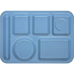 Carlisle FoodService Products Left-Hand Heavyweight 6-Compartment Melamine Tray 10" x 14" - Sandshade