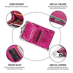 Contact's Womens Kiss Lock Wallet Leather Small Zipper Coin Purse for Women Bifold Rfid Clasp Wallet Card Holder with Photo Window