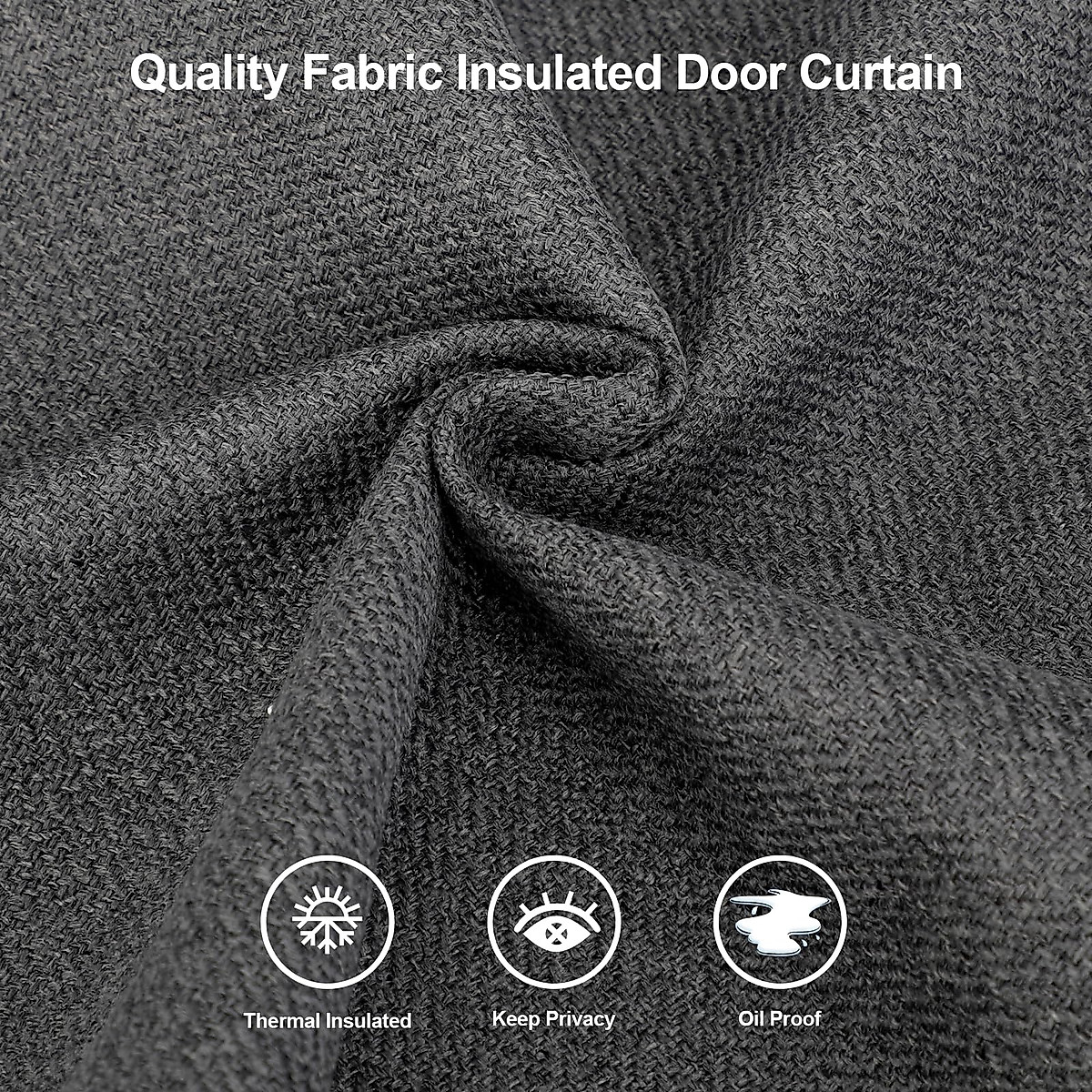 DCUINS Magnetic Fabric Thermal Insulated Door Curtain Fit Door Size 38" x 83", Upgraded Full Strip Magnets Doorway Curtains, Door Insulation Blanket Keep Privacy for Year Round, Dark Grey