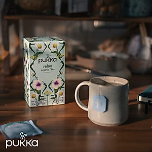 Pukka Organic Tea Bags, Relax Herbal Tea, Chamomile, Cardamon and Fennel, Perfect For Calming, 20 Count (Pack of 3) 60 Tea Bags