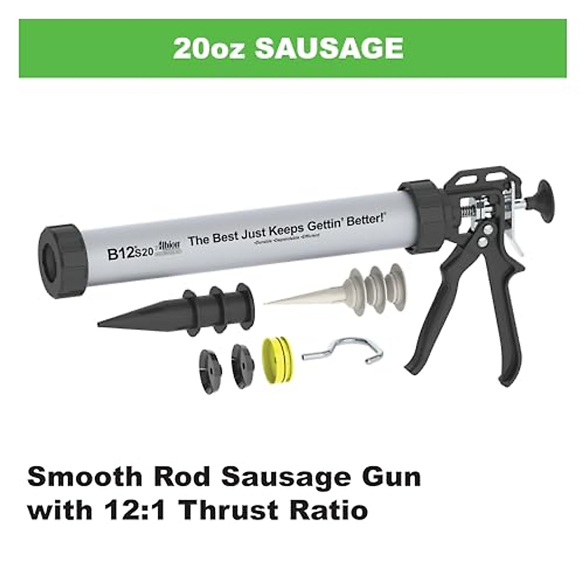 Albion Engineering Company B12S20 B-Line Manual Sausage Caulking Gun, 20 oz, 12:1 Drive