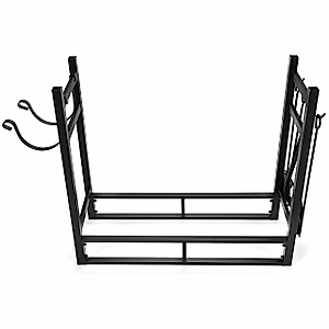 HECASA 33 Inch Firewood Rack w/Kindling Holder Include Shovel Poker Tongs Brush Heavy Duty Steel Indoor Outdoor Fireplace Log Rack