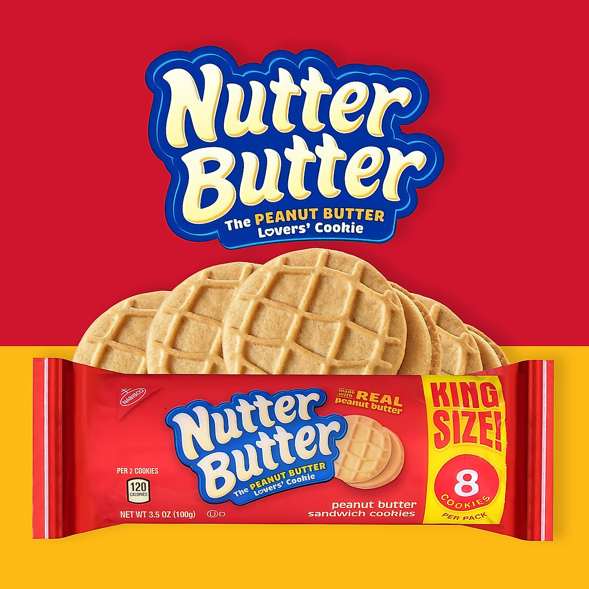 Nutter Butter Peanut Butter Sandwich Cookies King Size - 14 Pack of 3.5 oz Snack Packs with 8 Cookies per Pack - Perfect for Sharing and Snacking Anytime Thanksgiving Dinner Cookies