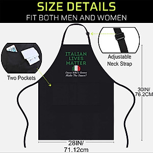 Food Black Apron - Funny Italian Lives Matter Cook Novelty Italy Flag T-Shirt Black Cooking Aprons