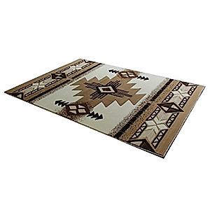 South West Native American Area Rug Design C318 Ivory (5 Feet X 7 Feet)