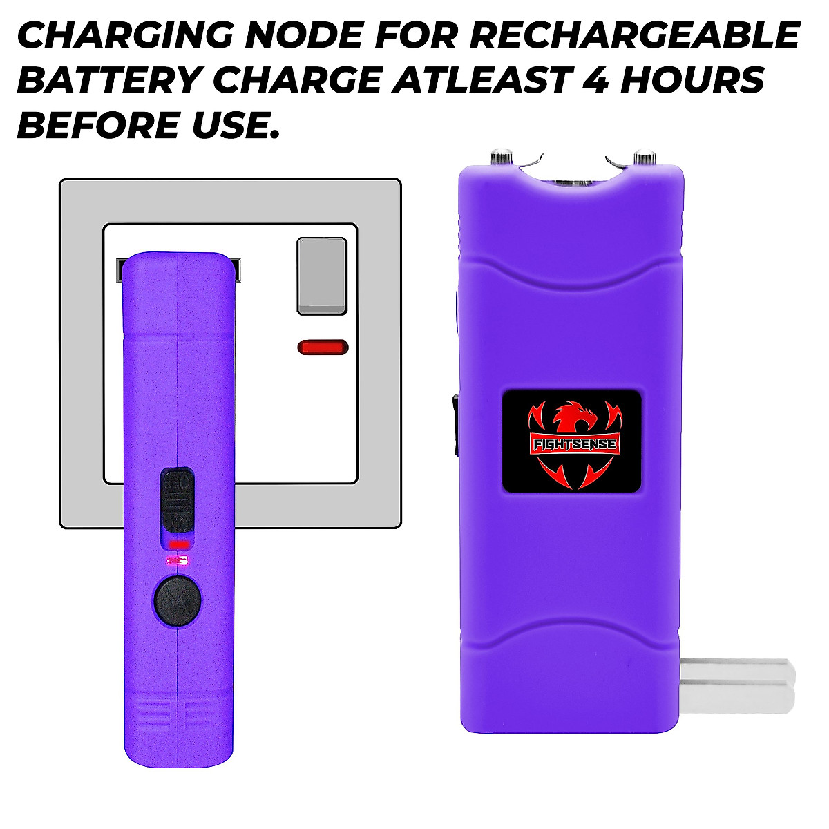 FIGHTSENSE Mini Stun Gun Keychain & Pepper Spray Combo Pack for Self Defense Kit (Purple)