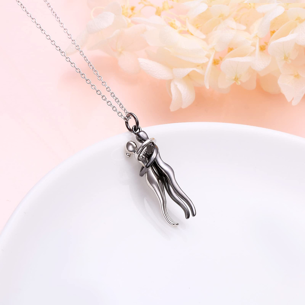 FLYOW Hug Couple Necklace S925 Sterling Silver Hugging Necklace Anniversary Jewelry for Him and Her,Lover Valentines day gift