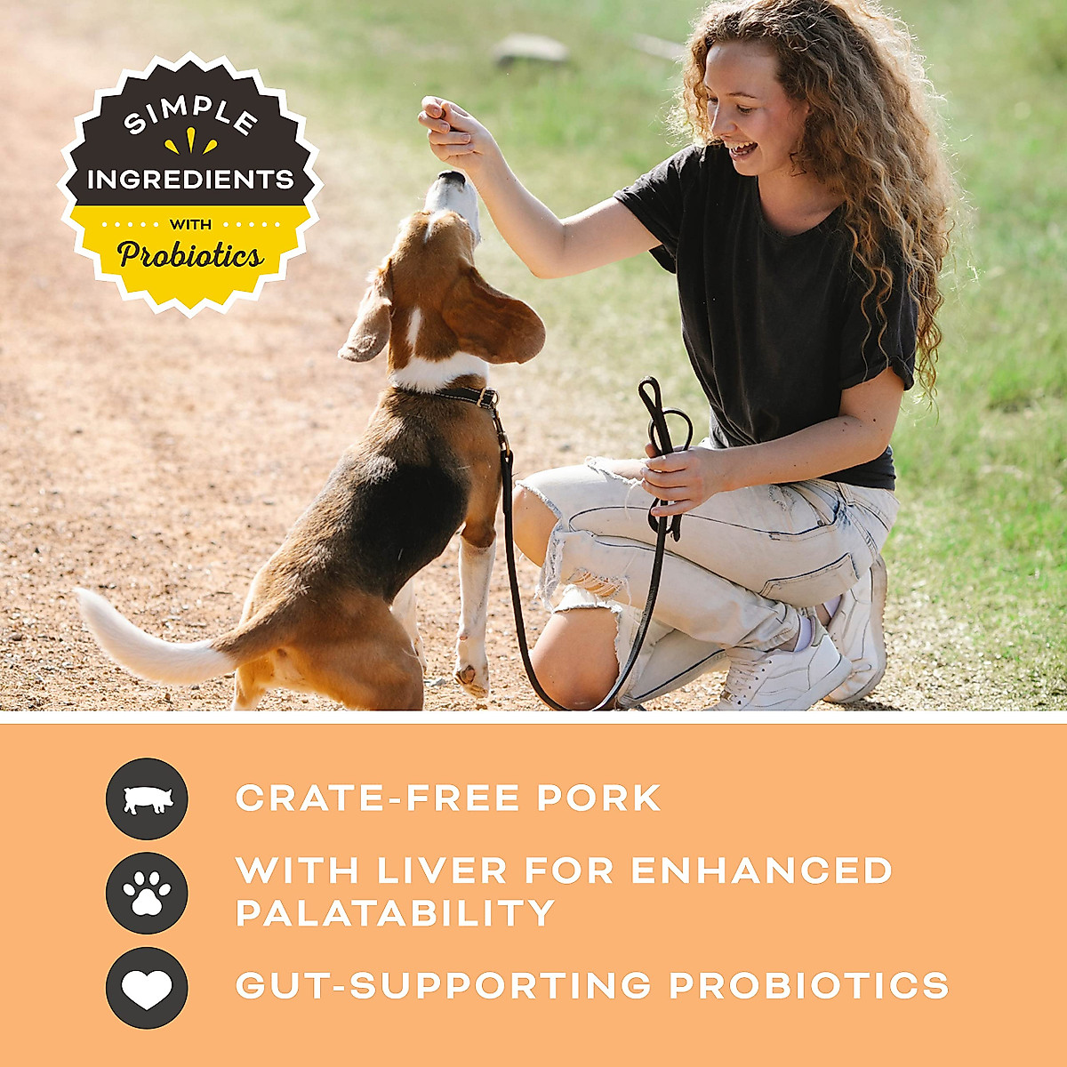 Primal Freeze Dried Dog Treats; Pork Liver Dog Treats with Probiotics for Dogs; Liver, Laugh, Love; Crunchy Grain Free Training Treats for Dogs, 1.5 oz