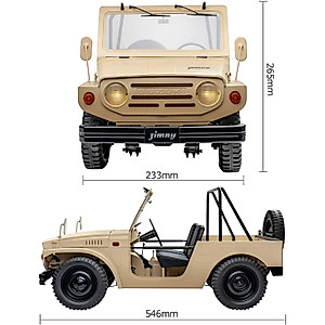 FMS 1/6 Jimny LJ10 RC Crawler RC Car Official Licensed Model Car 15km/h 4WD Hobby RC Crawler RC Cars RS Remote Control Car with LED Lights Vehicle 4-Ch 2.4GHz Transmitter for Adults Tan