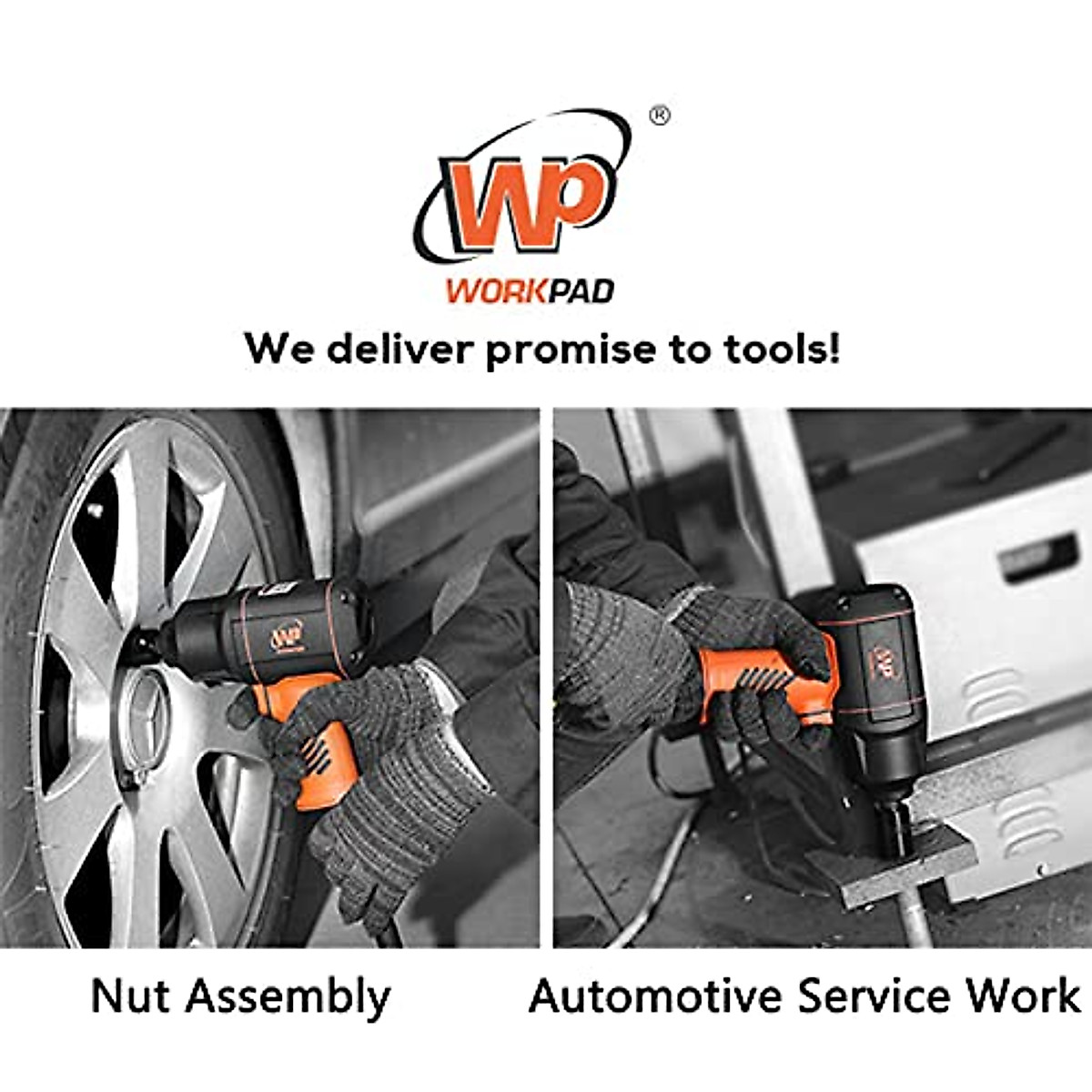 WORKPAD 1/2-Inch Composite Air Impact Wrench with Twin Hammers, Pneumatic Tools