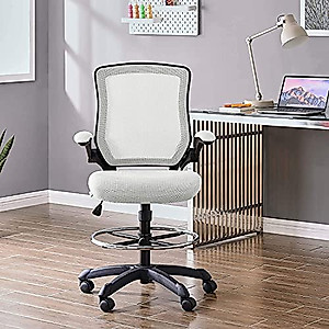 Modway MO-EEI-1423-GRY Veer-Reception Desk Flip-Up Arm Drafting Chair, 22.5"L x 25.5"W x 41.5-50"H, Gray