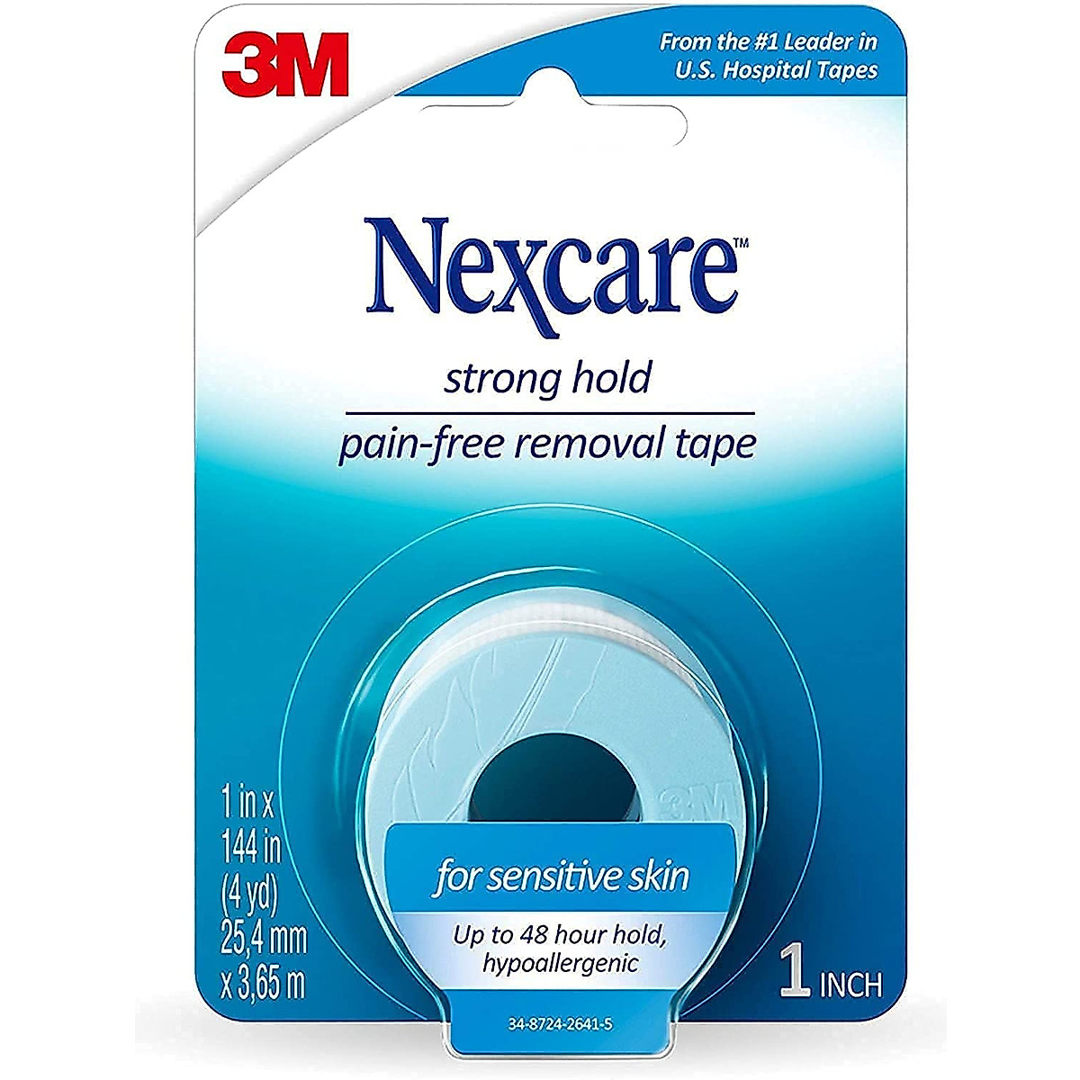 Nexcare Sensitive Skin Tape, 1 in x 4 yds, 2 Count (Pack of 1)