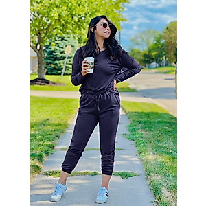 PRETTYGARDEN Women's Fall 2 Piece Lounge Outfit Long Sleeve Crewneck Pullover Tops High Waisted Pants Set Tracksuit (Navy,3X-Large)