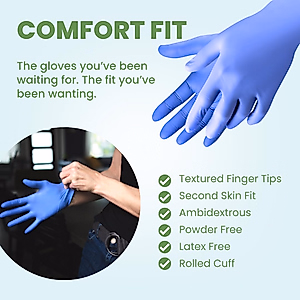 Eco Gloves Eco-friendly Biodegradable Nitrile Disposable Gloves, Powder Free, Latex Free | Food Prep, Beauty, Tattoo, Cleaning 100PCS/Box (Pack of 100, Medium)