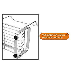 TuuTyss Stainless Steel Sink Caddy Sink Organizer,Holds Sponge for Kitchen Sink with Dish Cloth Hanger