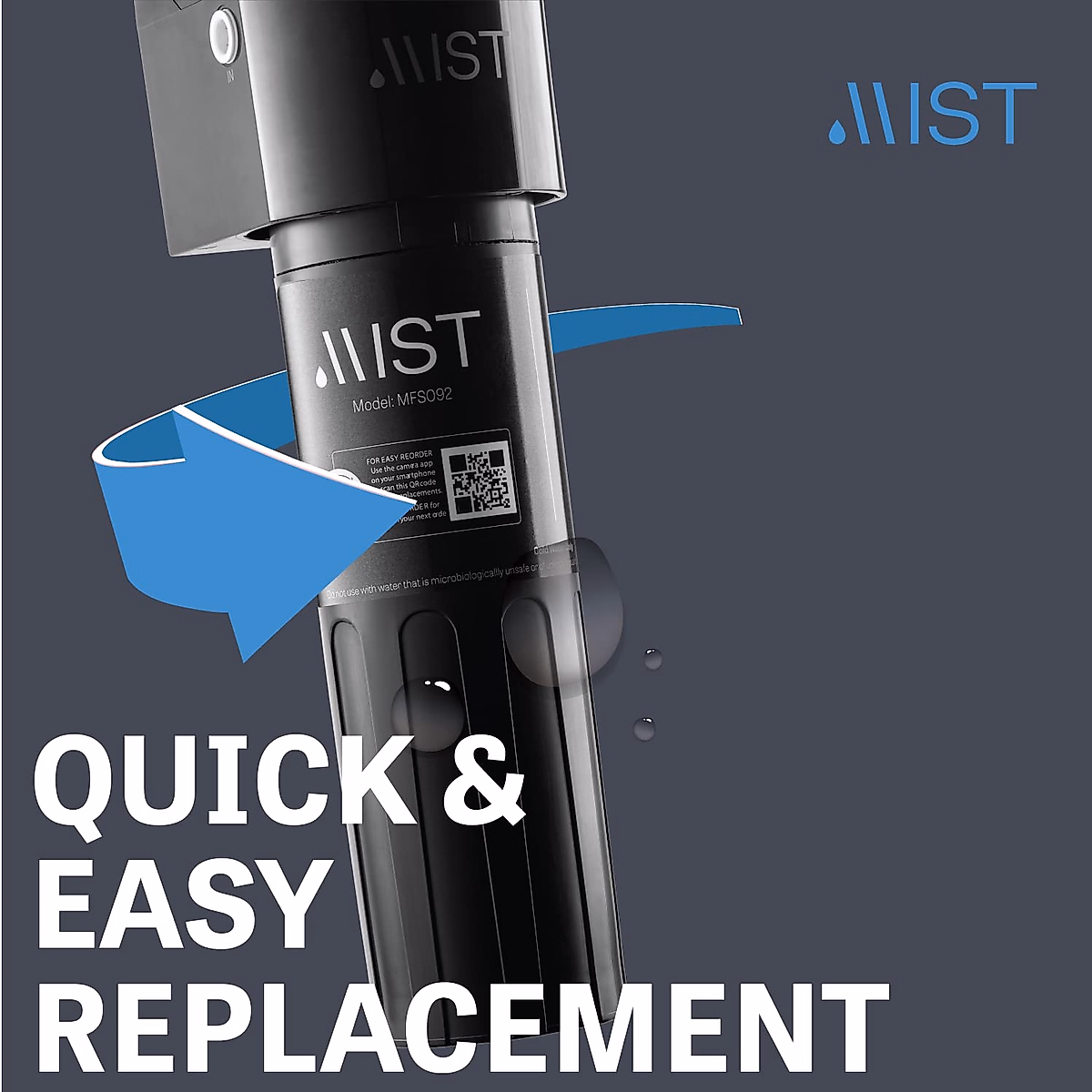 Mist Under Sink Water Filter Replacement for MFS092 Under Sink Filtration Systems, Replaces MFS092, Compatible with WFS5300A, WFC5300A,NSF/ANSI 42 Certified, 20,000 Gallon.