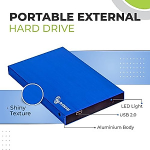 SUHSAI 500GB External Hard Drive USB 2.0, 2.5" Pocket Size Hardrive for Backup/Storage, Memory Expansion HDD, Slim Portable Hard Disk Compatible with MAC, PC, Laptop, Desktop, Chromebook (Blue)