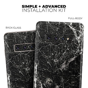 DesignSkinz Black Scratched Marble Protective Vinyl Decal Wrap Skin Cover Compatible with The Samsung Galaxy S20 (Screen Trim & Back Glass Skin)