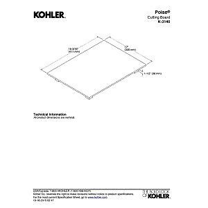 KOHLER 543949 Poise Cutting Board , Brown Medium