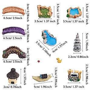 20 Pieces Miniature Fairy Garden Accessories Fairy Garden Figurines Miniature Landscape Set Mini Pond Barn Well Lawn Boat Tiny Duck Set for DIY Craft Micro Garden Landscape Bonsai Decoration