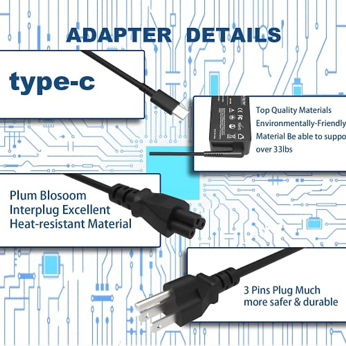 65W 45W USB C Laptop Charger for Lenovo Thinkpad Charger - Lenovo T480 T480s T490 T580 Charger T490s T580s T590 X1 T570 E480 E580 E485 E585 E490 E590 L480 L580 X280 X380 X390 X395 Power Cord Adapter