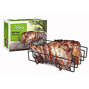 Artestia Rib Rack for Smoking and Grilling Barbecuing, Holds 4 Full Racks of Ribs, Non-Stick Rib Rack Fits 14" Gas Smoker or Charcoal Grill, Perfect Smoker Accessories Gift