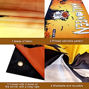 KatchOn, Happy Halloween Backdrops for Photography - XtraLarge, 72x44 Inch | Orange Halloween Banners for Wall | Halloween Pumpkin Backdrop for Halloween Party Decor | Halloween Backdrops for Parties