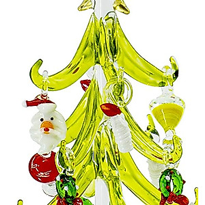 Red Co. 8" Glass Christmas Tree Tabletop Display Decoration with Assorted Glass Ornaments, Holiday Season Decor, Set of 3