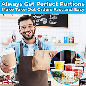 Deli Grade, BPA Free 32oz Plastic Containers with Lids, 12ct. Leakproof, Microwavable Portion Container for To-Go Orders, Food Prep and Storage. Reusable Takeout Cups for Restaurant, Cafe and Catering