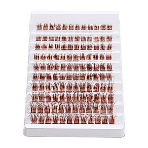 outopen Brown Lashes Clusters 140Pcs Natural Look False Eyelashes Extensions D Curl Wispy Cat Eye Lashes Individuals DIY Lash Extensions at Home (Z01)
