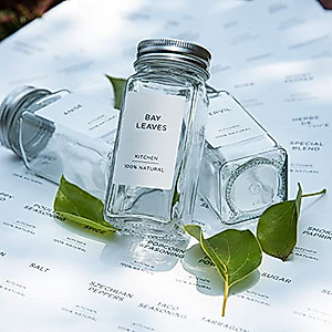 v2croft 160 Preprinted 1.375inch X 2.125inch Minimalist Spice Labels Set w/Extra Black Text on White, waterproof Matte For Jars, Glass Containers & Canisters,- Include an Exclusive Reference sheet