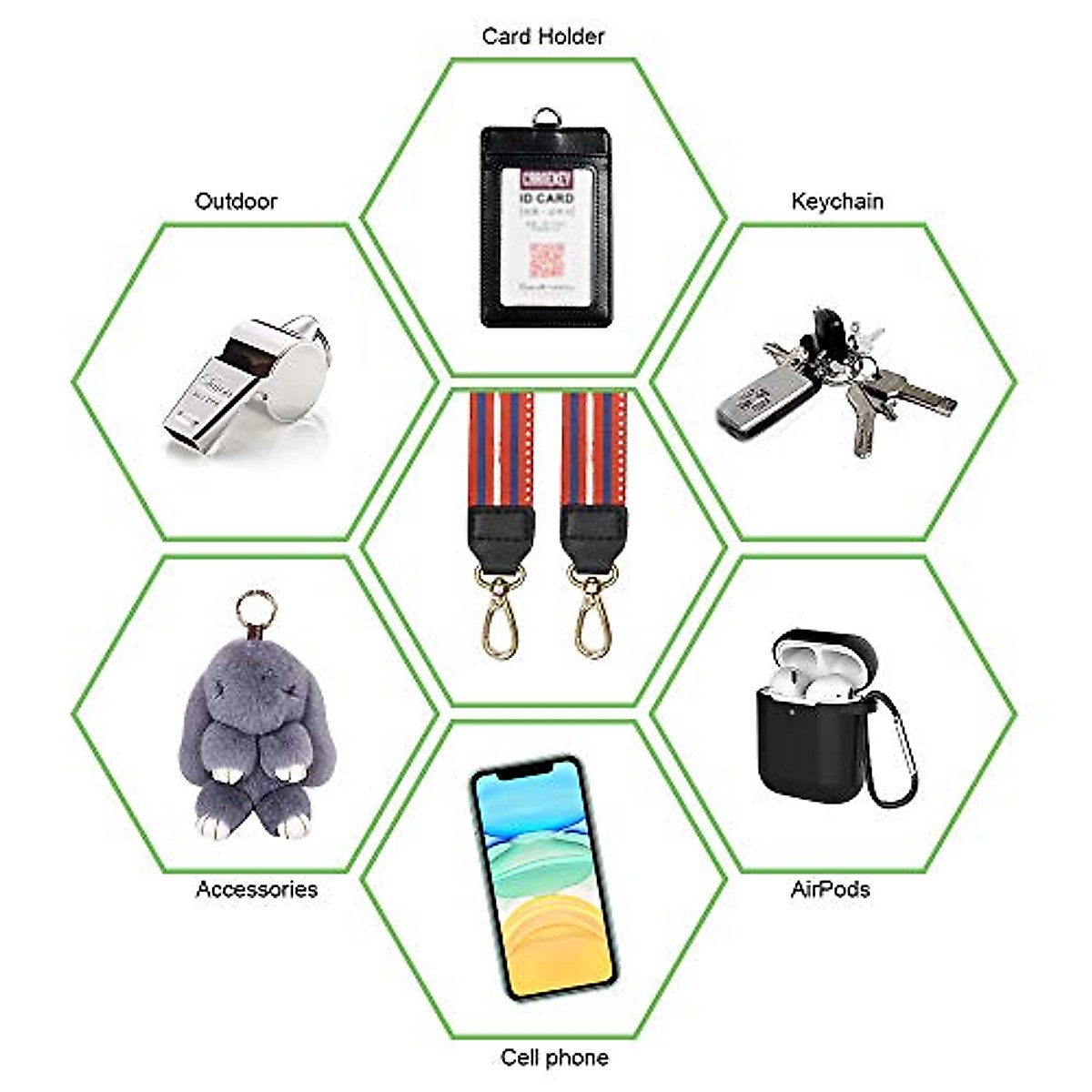 COCASES Phone Lanyard, Phone Lanyard and Wrist Lanyard Set Neck Straps for ID Badge, Compatible for all mobile phones (Red)