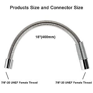 TBER Flexible Stainless Pre Rinse Hose Replacement Kit for All Brand Commercial Kitchen Sink Faucet with 7/8-20 UNEF Ends, 18” Dishwasher Hose Better for Less Than 25” Height Pre-Rinse Faucet
