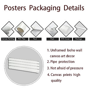 Boho Wall Art Decor Set of 3 Mid Century Blue Modern Rainbow Wall Decor 16x24in Canvas Paintings Print Minimalist Line Sun And Moon Artwork For Bedroom Living Room Nursery Aesthetic Bathroom