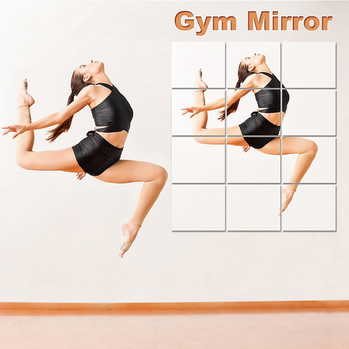 Speculux Acrylic Mirro-Full Length Mirror Tiles for Wall - Large Full Body Mirror Set for Bedroom, Home Gym, and Door(14'' x 12'' - 4PCS)