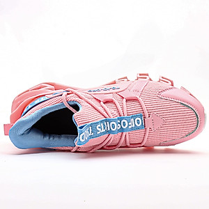 TSIODFO Sneakers for Women Slip on Athletic Running Walking Shoes Breathable Comfort Runner Gym Workout Tennis Shoe Pink Blue Size 8.5