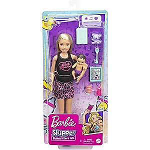 Barbie Skipper Babysitters Inc Doll & Accessories Set with Blonde Doll in 'Girl Power' Top, Baby Doll & 4 Themed Pieces