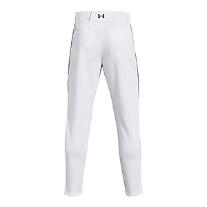 Under Armour Men's Utility Baseball Straight Leg Pant Pipe 22, (100) White/Black/Black, Medium