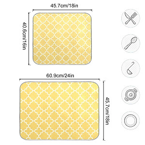 SUABO Yellow Geometric Lattice Dish Drying Mat for Kitchen, 18x24 Inch Microfiber Mat Absorbent Reversible