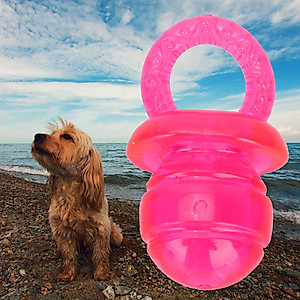 Estink Pet Chew Toy, 5PCS / Set Pacifier Shaped Pet Dogs Teether Teething Sounding Interactive Chew Toy Teeth Cleaning Interactive Training Play Toy Pet Supplies (Red)