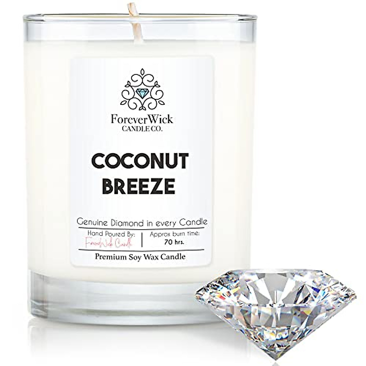 Foreverwick Coconut Breeze Candle | Gifts for Women | Valentines Gifts | Aromatherapy Candle for Bath, Destress & Clearance | Strong Scented Candles for Decor | 14 oz & 70 Hours Burning Time