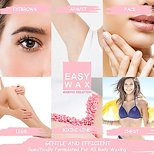 Auperwel Painless Hard Wax Beans for Hair Removal, 10.5oz Upgraded Formula for Face, Eyebrow, Brazilian Bikini with 10 Applicators (3 Rose)