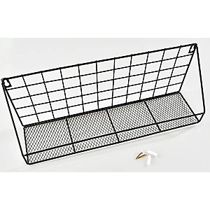 Home-X Rustic Metal Wall Floating Shelf, Large Floating Shelves for Wall, Hanging Shelf for Bedroom, Bathroom, Kitchen-17" x 5" x 6"