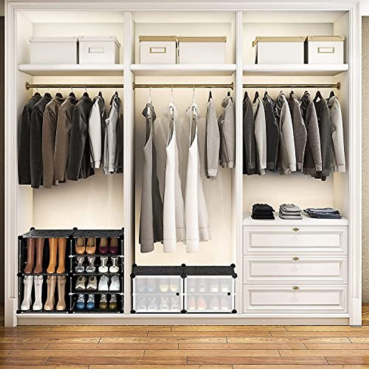 VTRIN Shoe Rack Organizer DIY 24 Pair Tower Shoe Storage Cabinet for Boots Slippers Closet Organizers and Storage with Doors for Entryway